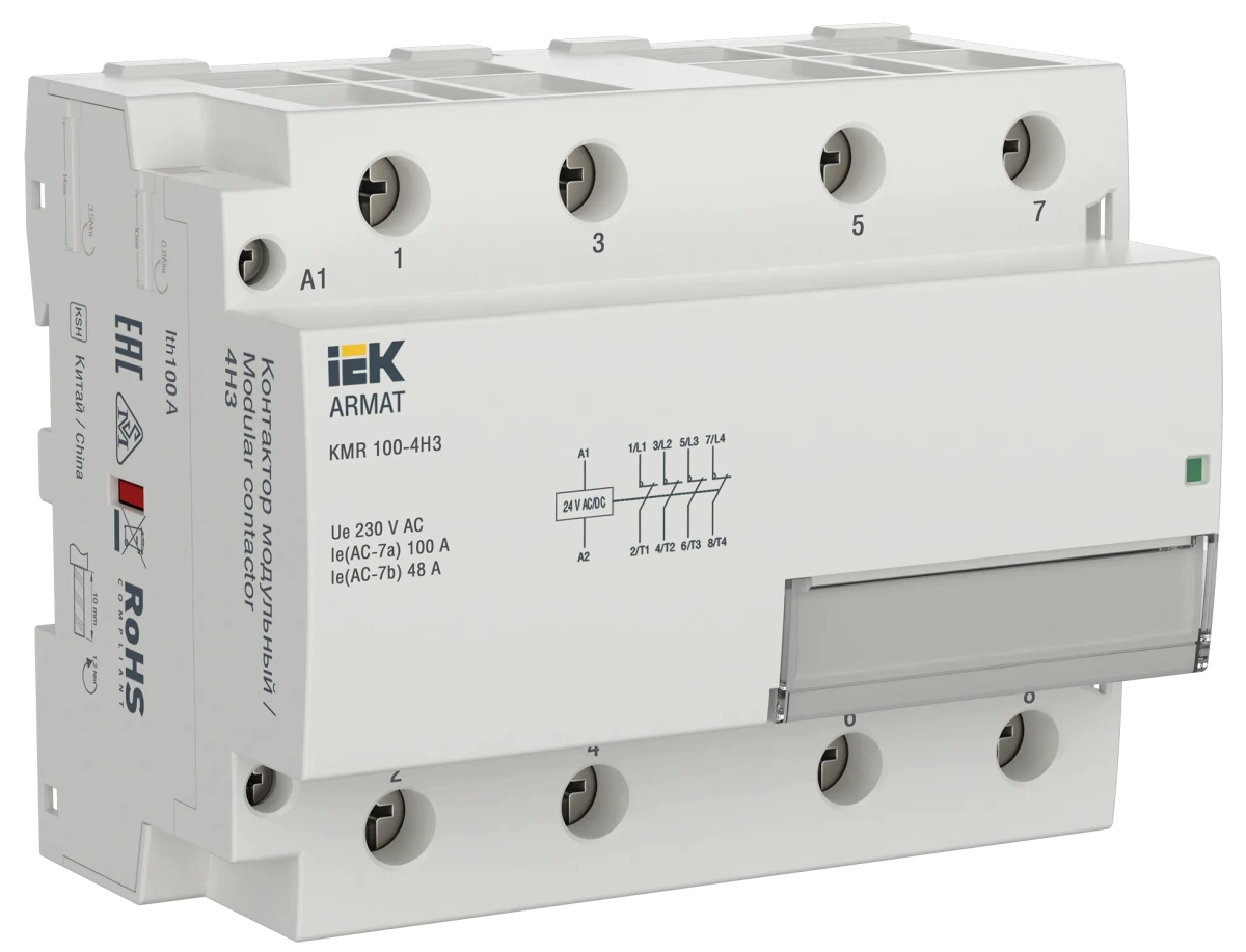 ARMAT Контактор модульный KMR 100А 24В AC/DC 4НЗ IEK IEK (ИЭК) AR-KMR20-100-04-024 купить в ...